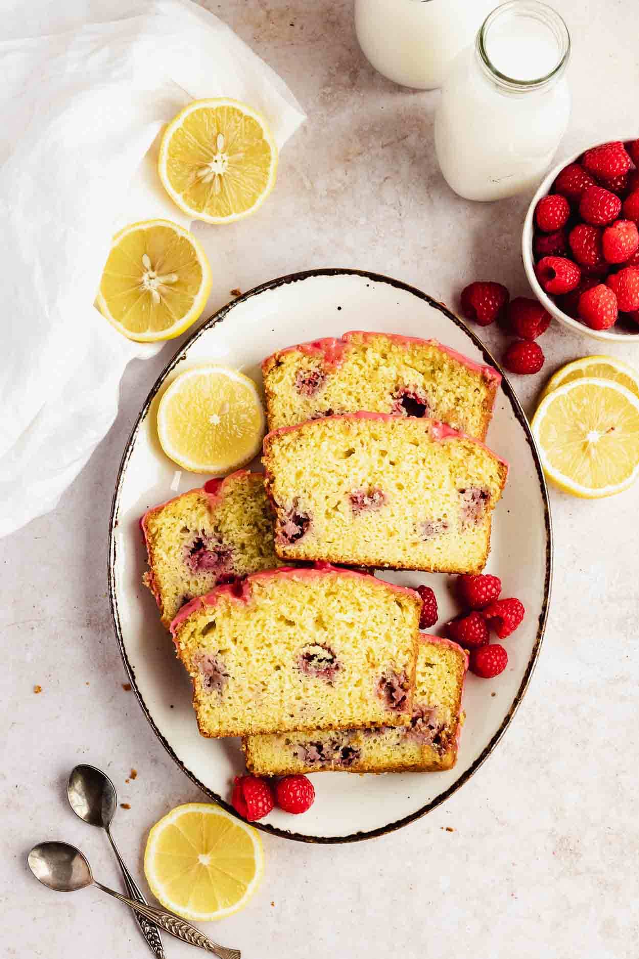 Lemon Raspberry Loaf Cake with Raspberry Glaze - Flouring Kitchen