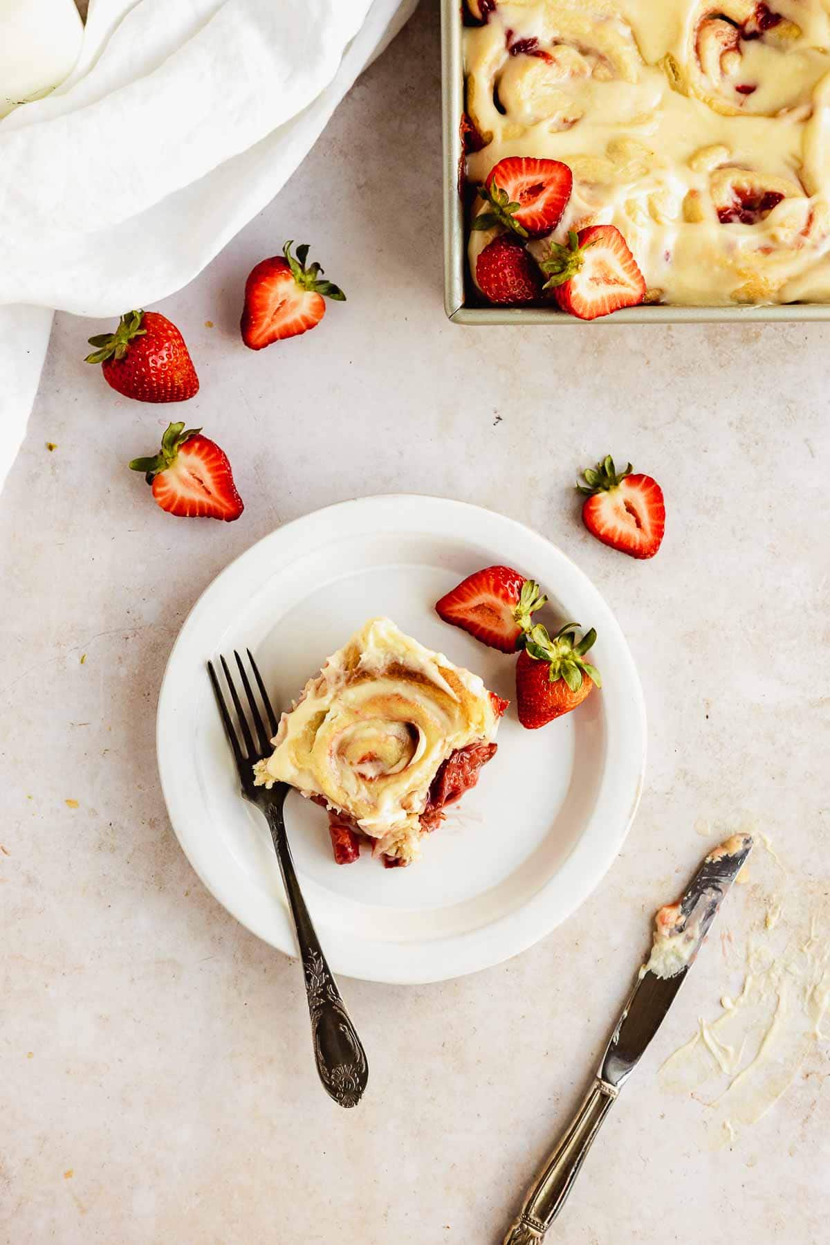 Gooey Strawberry Cream Cheese Rolls - No Knead - Flouring Kitchen