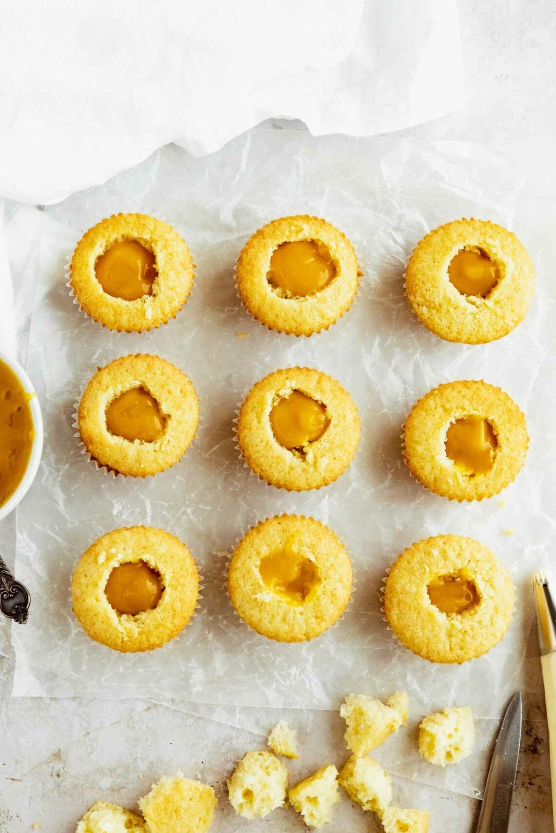 Mango Cupcakes with Mango Filling - Flouring Kitchen