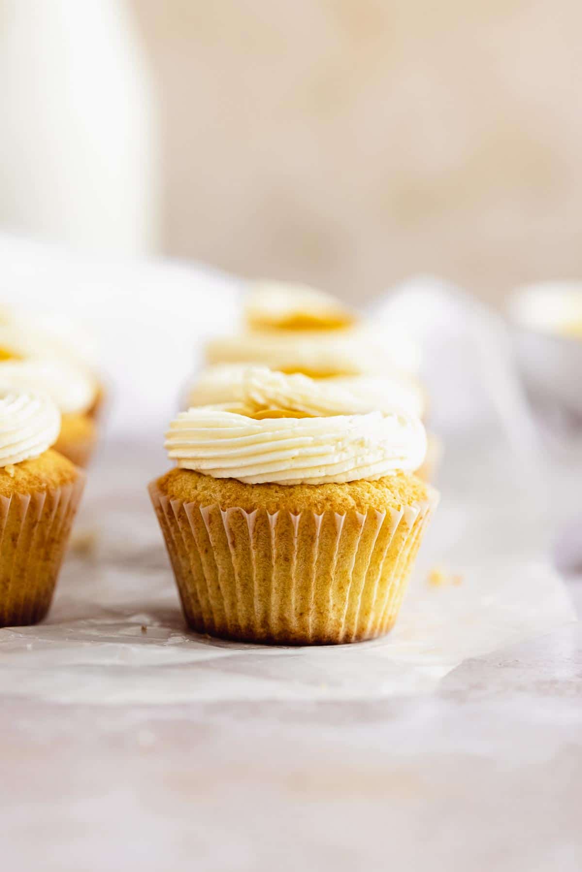 Mango Cupcakes with Mango Filling - Flouring Kitchen