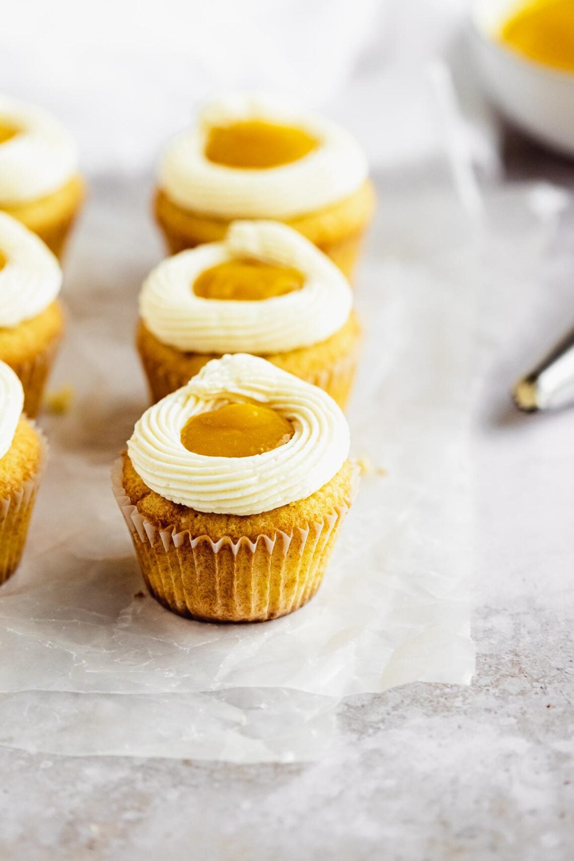 Mango Cupcakes with Mango Filling - Flouring Kitchen