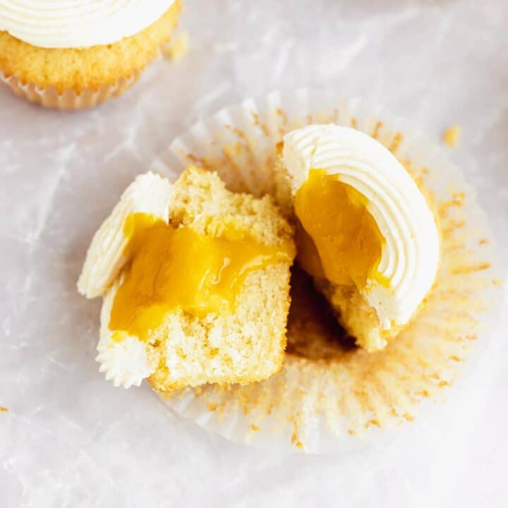 Mango Cupcakes with Mango Filling - Flouring Kitchen