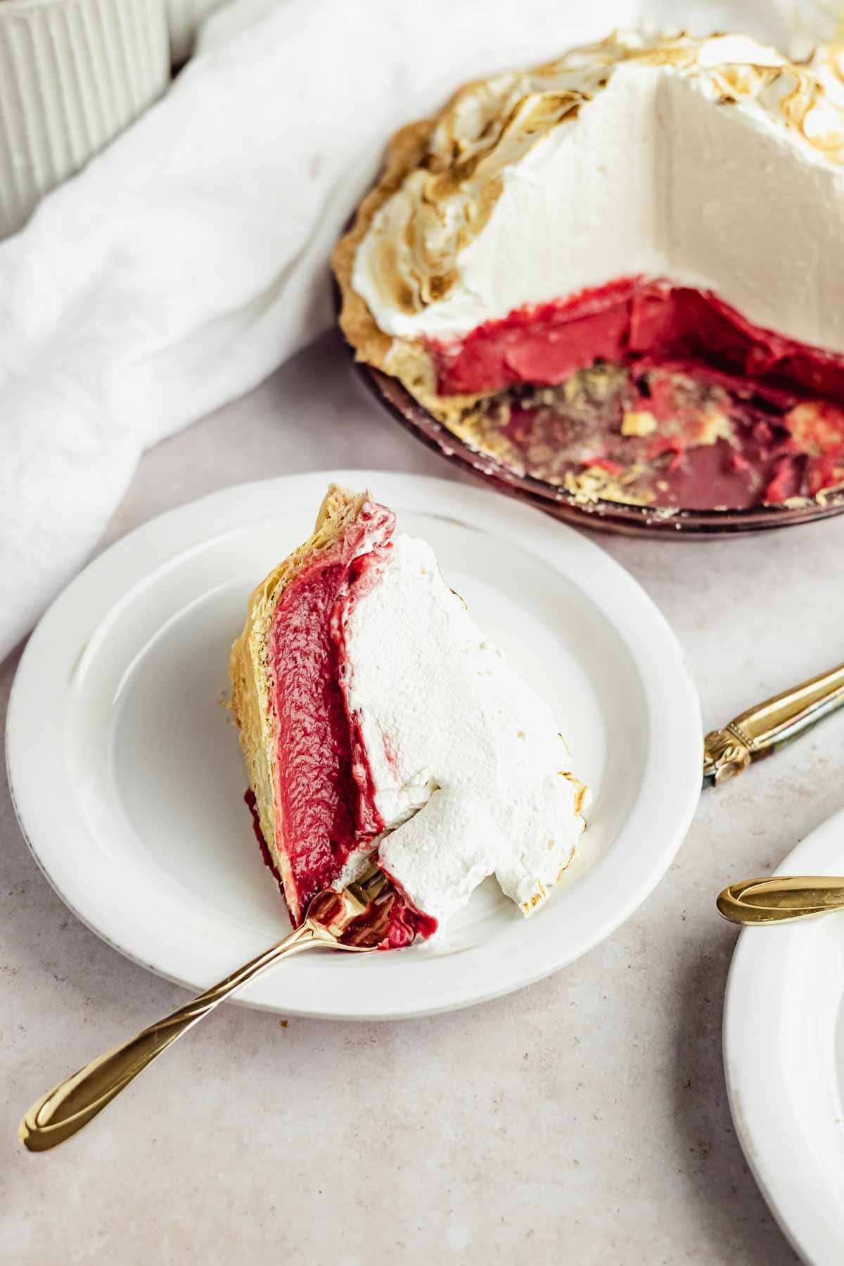 Raspberry Meringue Pie with Mile High Meringue - Flouring Kitchen