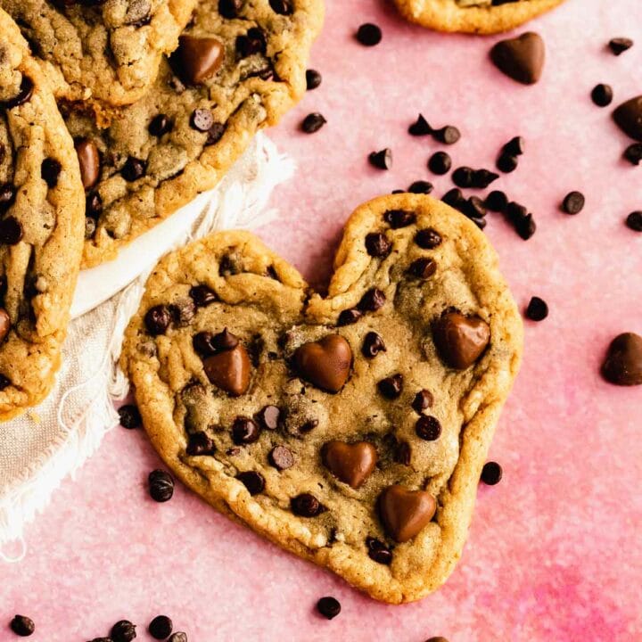 Heart Shaped Chocolate Chip Cookies - Flouring Kitchen