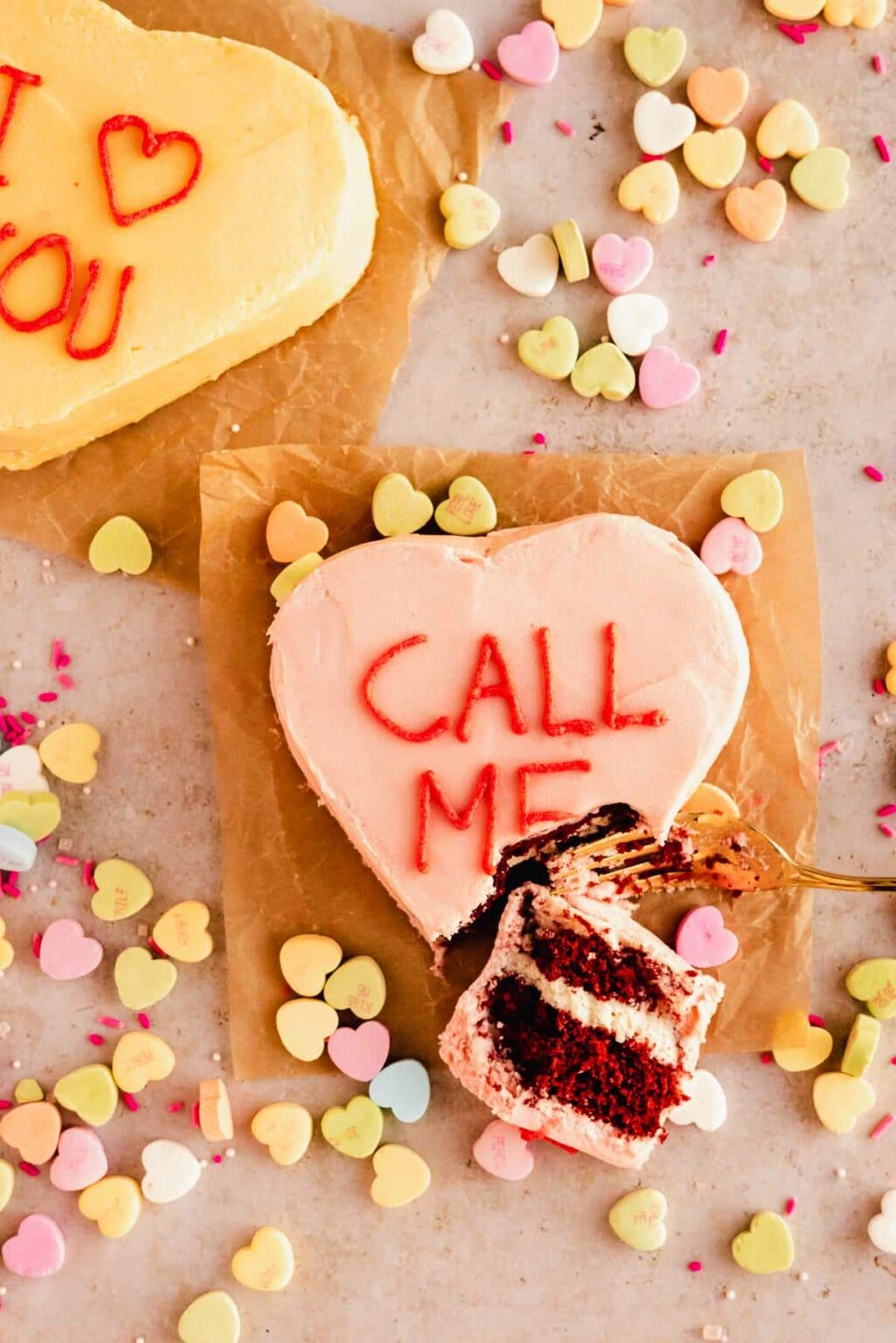Red Velvet Mini Conversation Heart Cakes - Flouring Kitchen