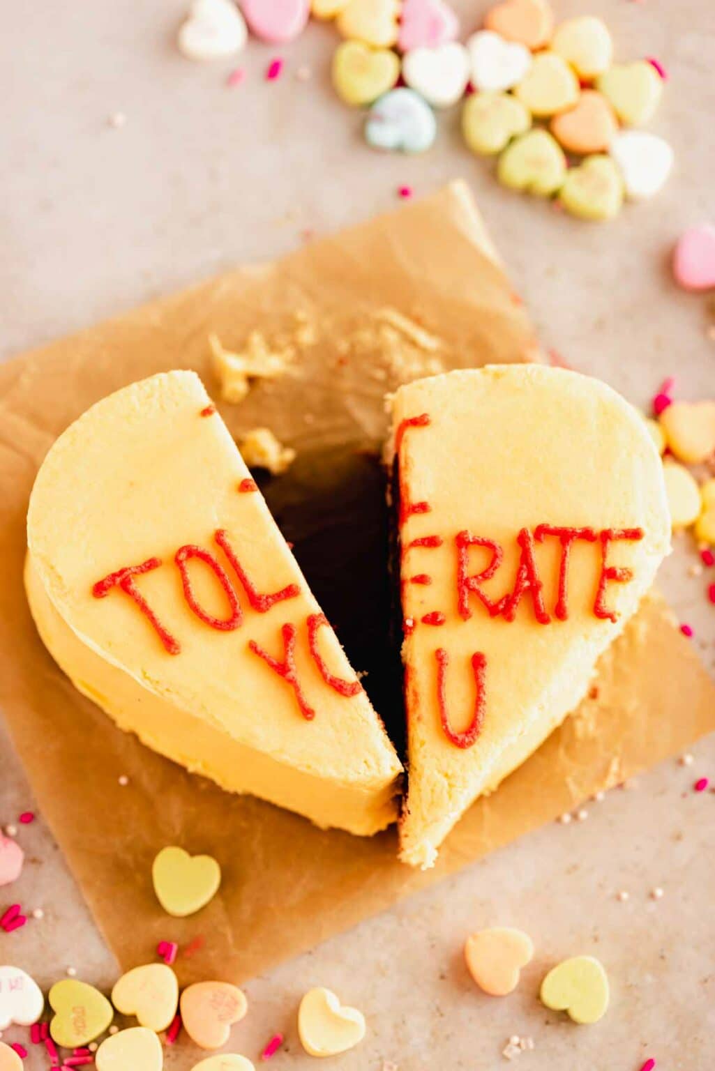 Red Velvet Mini Conversation Heart Cakes - Flouring Kitchen