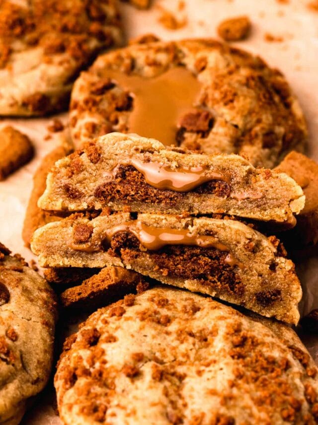 Biscoff Stuffed Cookies - Flouring Kitchen