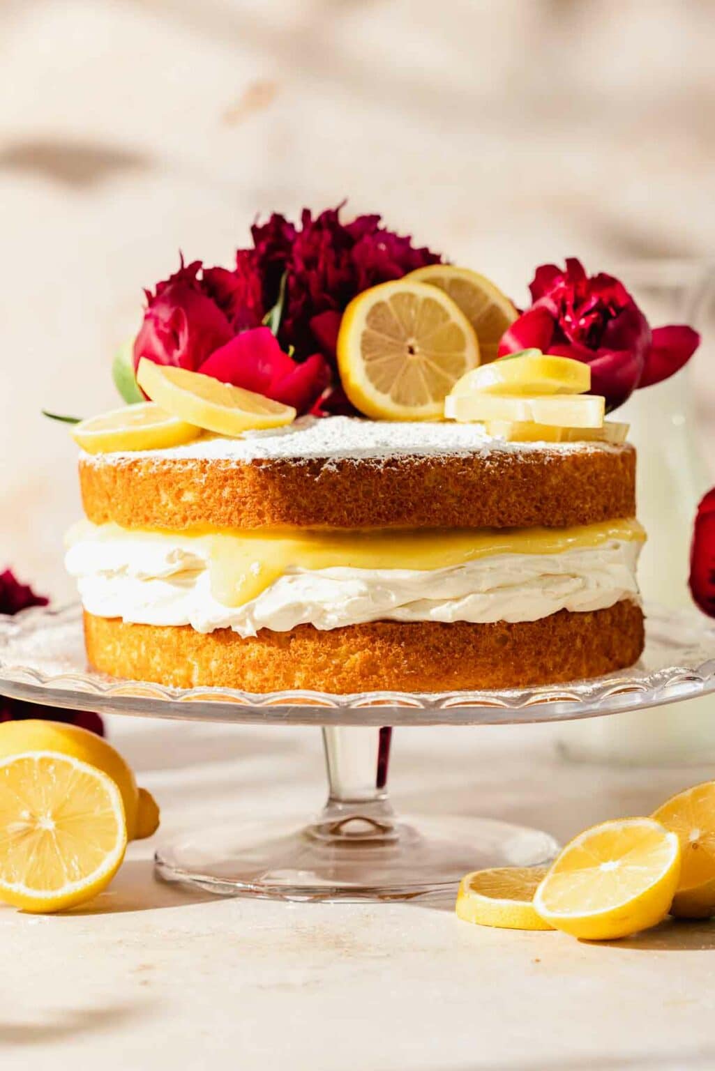 Lemon Victoria Sponge with Lemon Curd - Flouring Kitchen