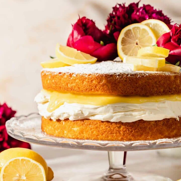 Lemon Victoria Sponge with Lemon Curd - Flouring Kitchen