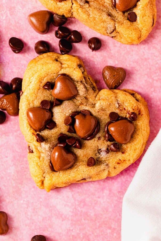 Heart Shaped Chocolate Chip Cookies - Flouring Kitchen