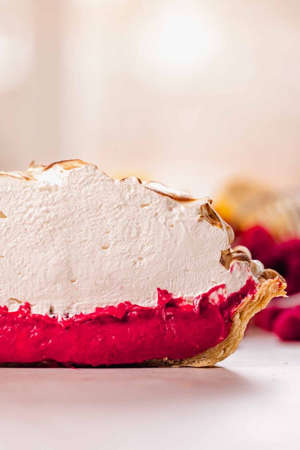 Raspberry Meringue Pie with Mile High Meringue - Flouring Kitchen