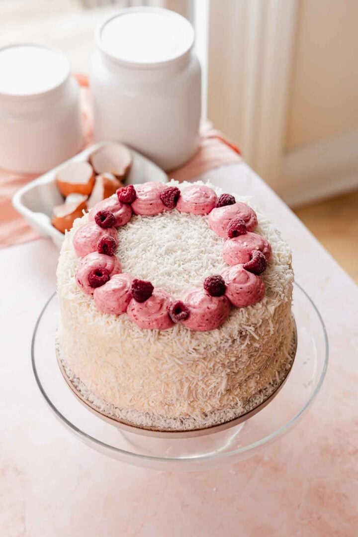 Raspberry Coconut Cake - Flouring Kitchen