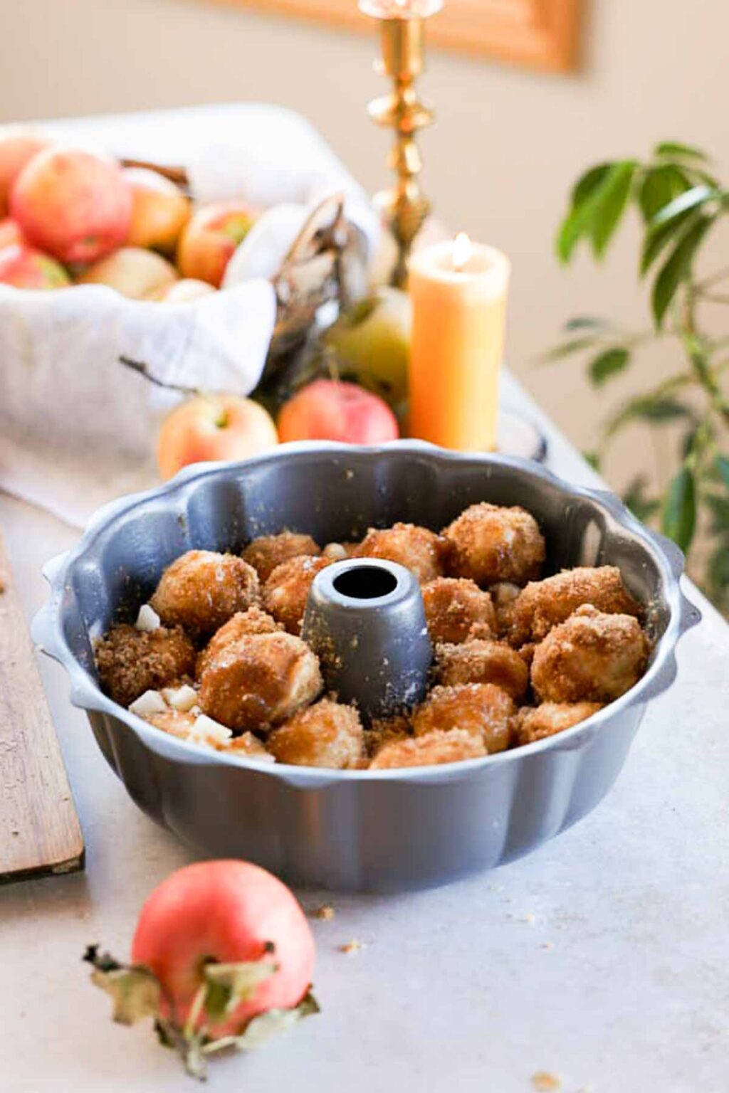 Apple Monkey Bread [Stuffed with Caramel] - Flouring Kitchen